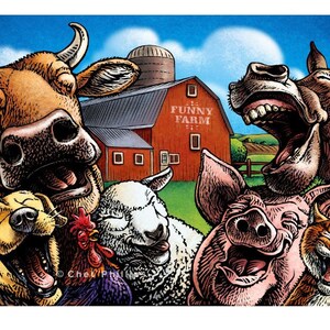 Funny Farm 8" X 10" Laughing Farm Animals- Whimsical Wall Decor - Etsy