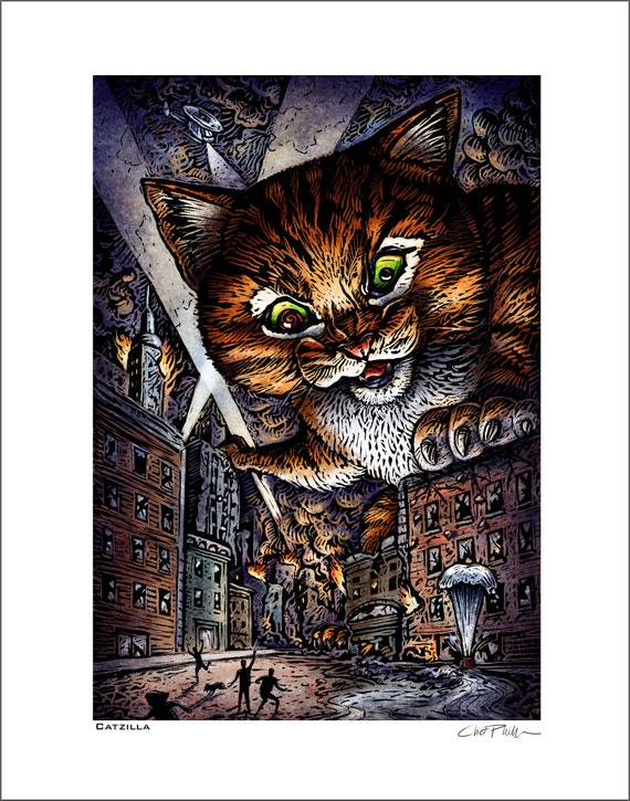 Catzilla 11 X14 Signed Print - Etsy