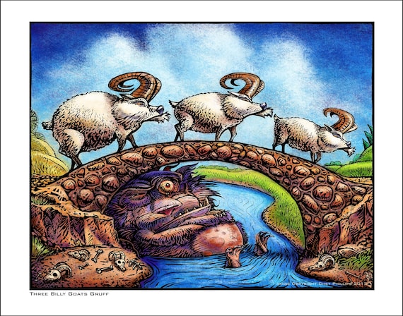 Three Billy Goats Gruff 11 X 14 Signed Print | Etsy