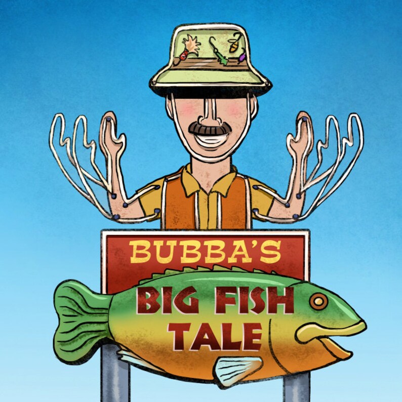 Bubba's Big Fish Tale Googie Sign Print - Etsy