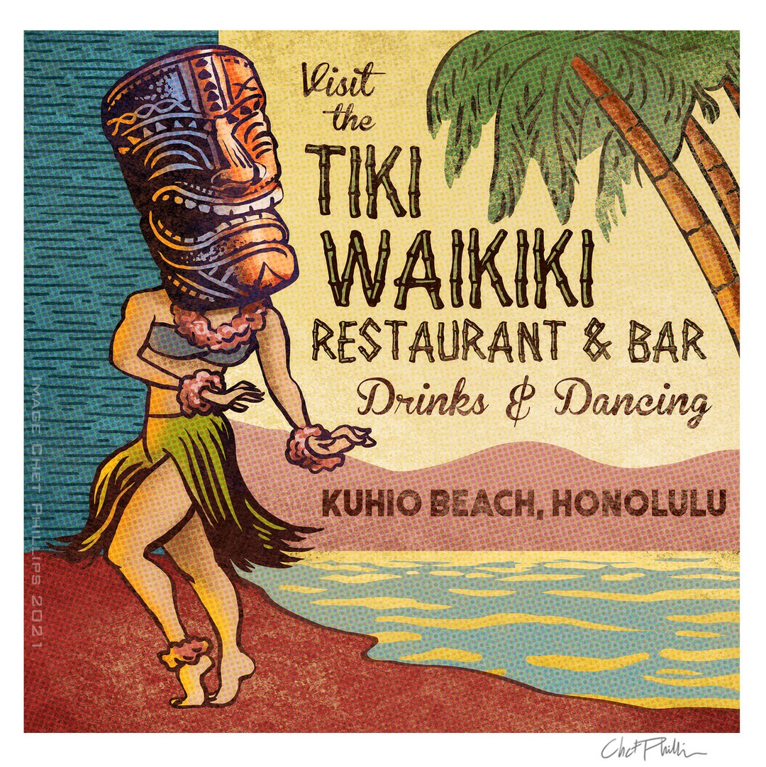 Tiki Waikiki Matchbook Art Print - Etsy