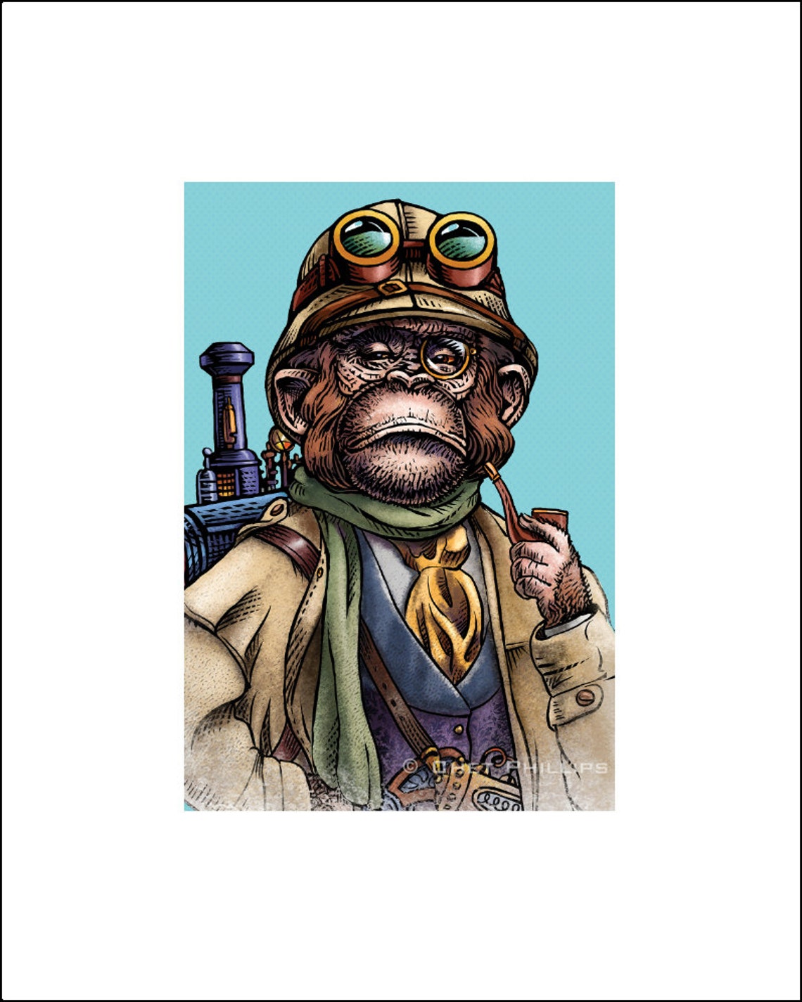 Phineas H. Flabbergast 8" X 10" Steampunk Monkey Nation Whimsical Art ...