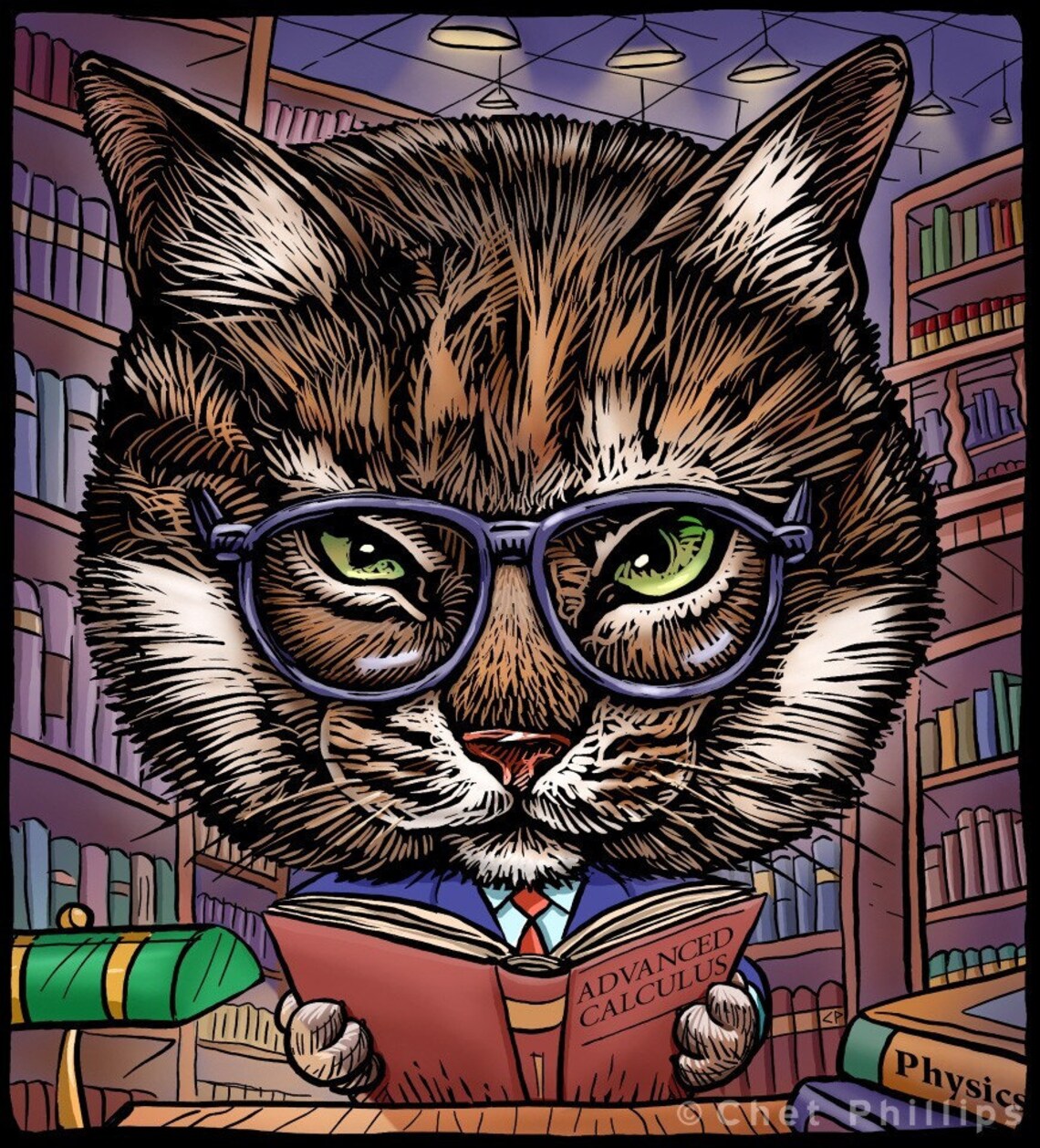 Smarty Cat 8 X 10 Cat Art Print Cat Wall Decor | Etsy