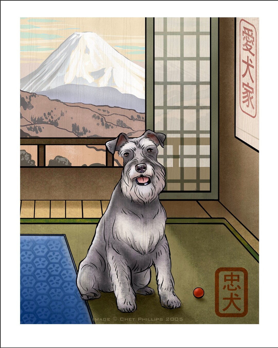 Schnauzer Japanese Styled 8 X 10 Print - Etsy