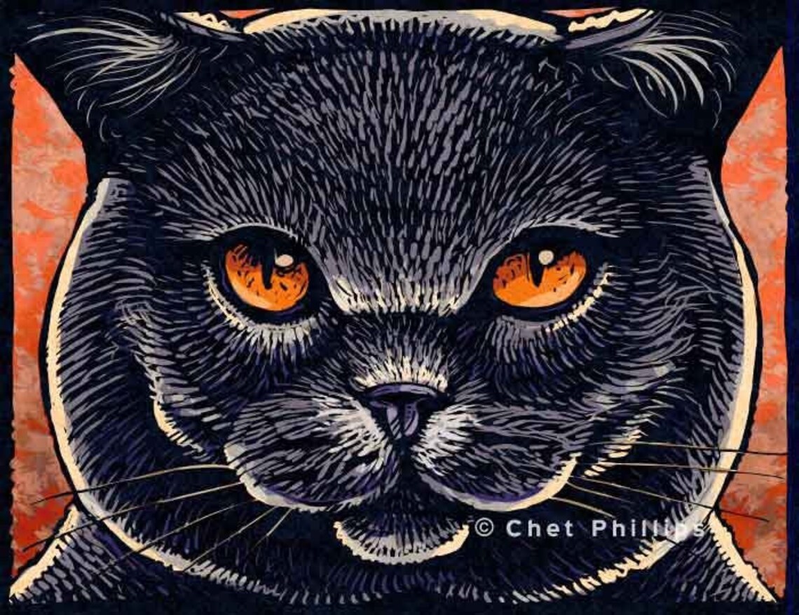 Russian Blue Cat 8 X 10 Cat Art Print Cat Wall | Etsy