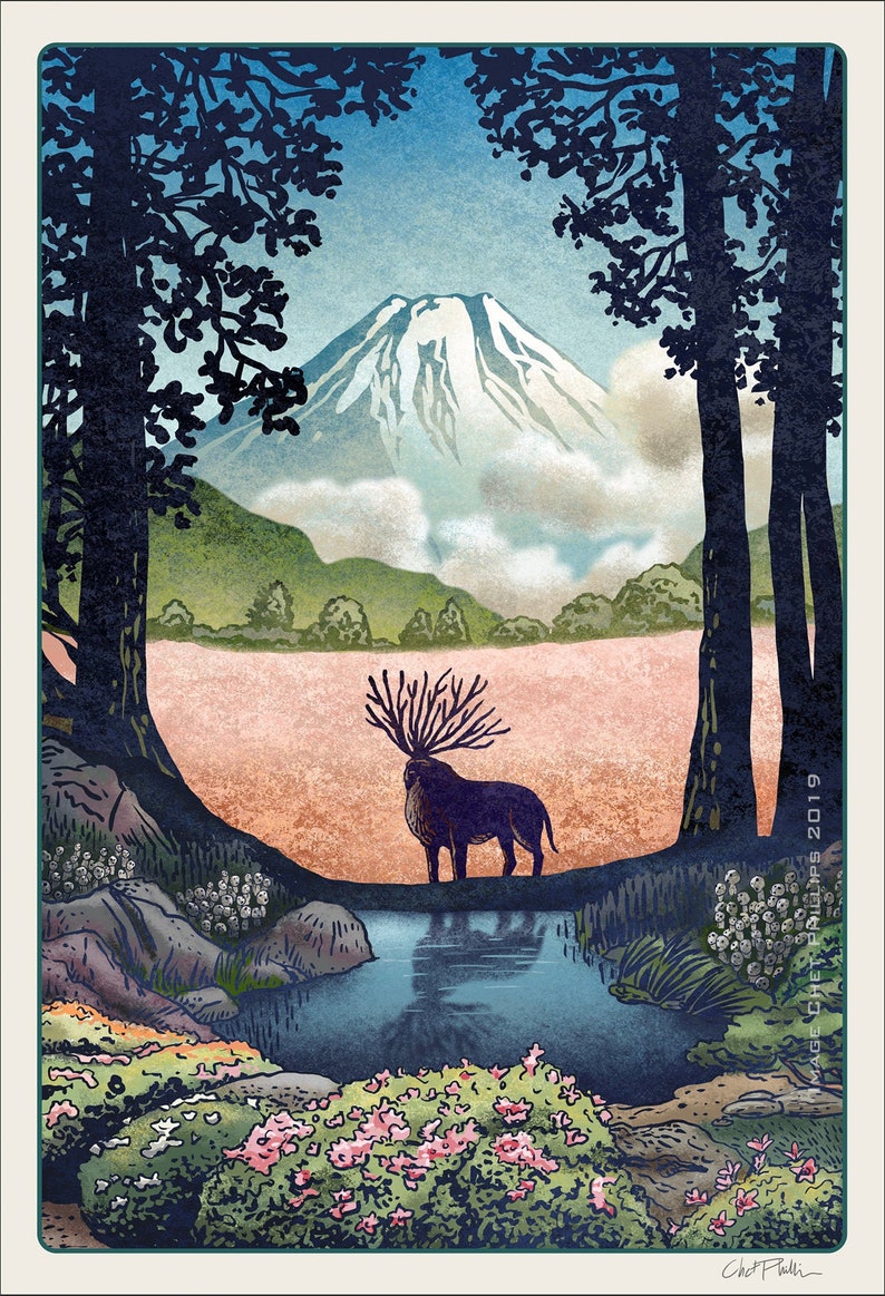 Magical Landscapes of Japan Forest Spirit 13 x 19 signed | Etsy