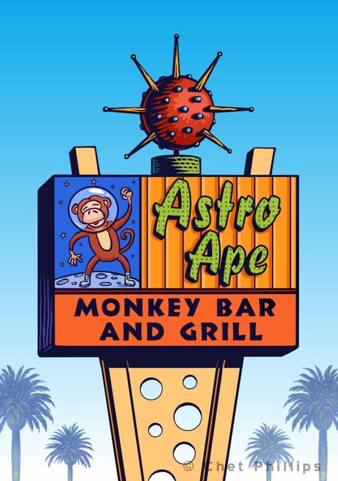 Astro Ape Googie Sign 8 X 10 Signed Print - Etsy