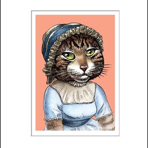 Jane Pawsten- 8" X 10" Art Print Portrait of Jane Austen as a Cat ...