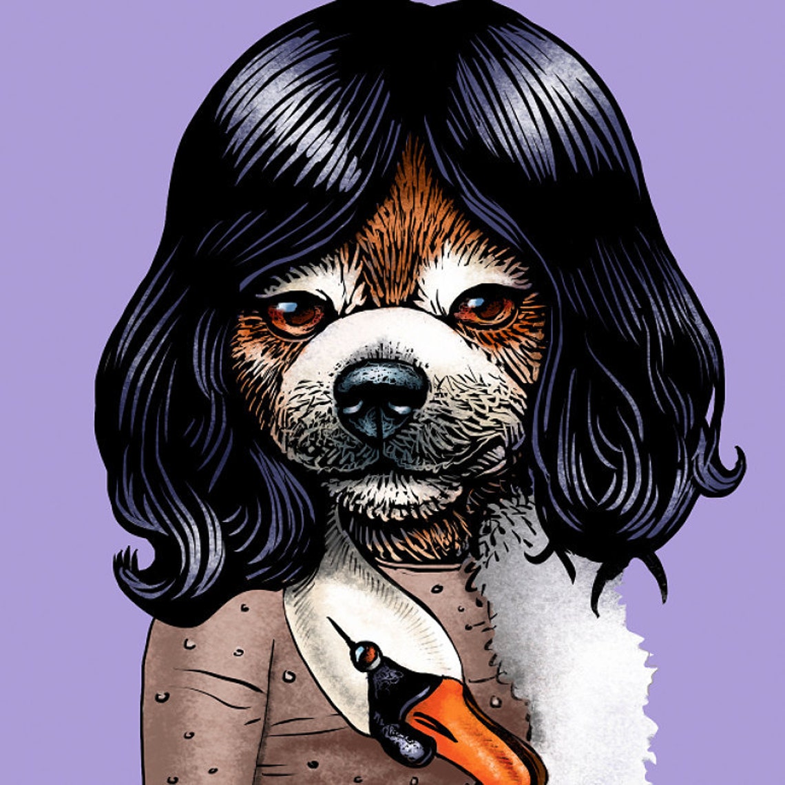 Bjärk- 8" X 10" Whimsical Dog Portrait as Singer Bjork - Etsy