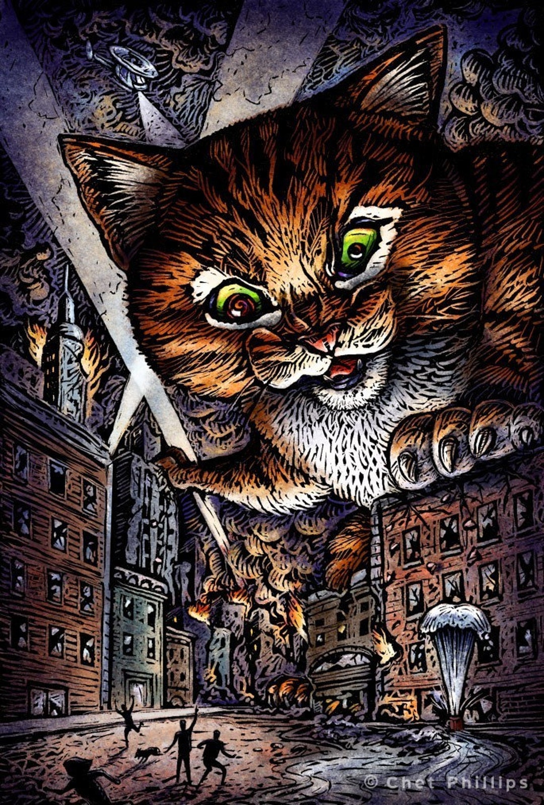 Catzilla 8 X 10 Signed Print - Etsy