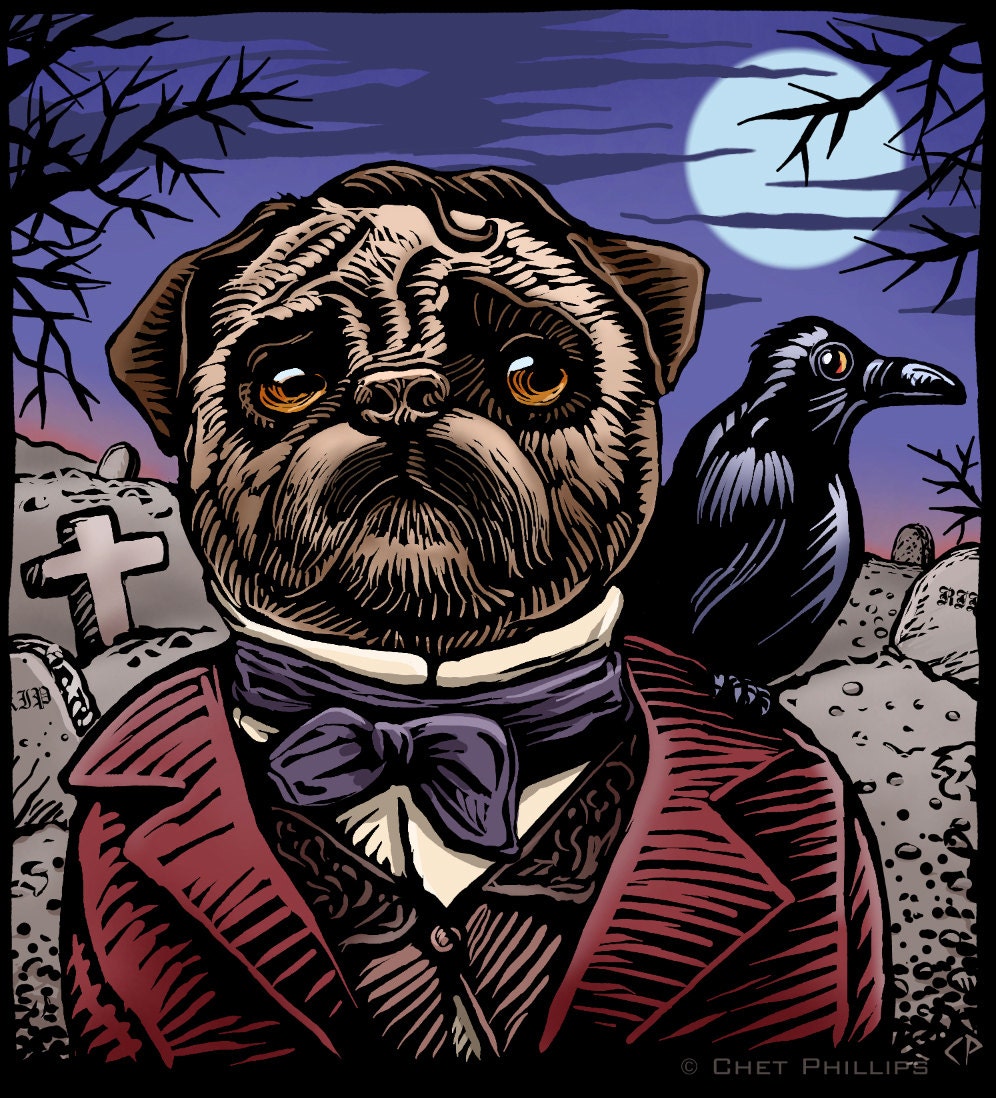 Edgar Allan Pug 8 X 10 Dog Art Print - Etsy