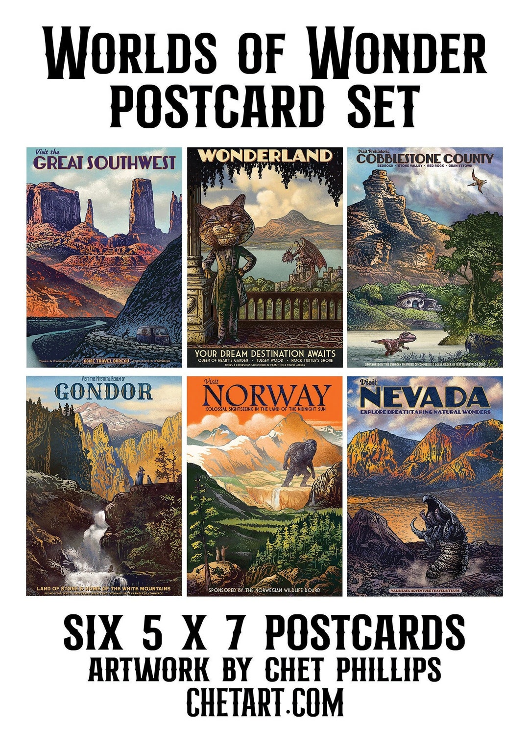 Worlds of Wonder Postcard Set- Six 5 X 7 Postcards - Etsy