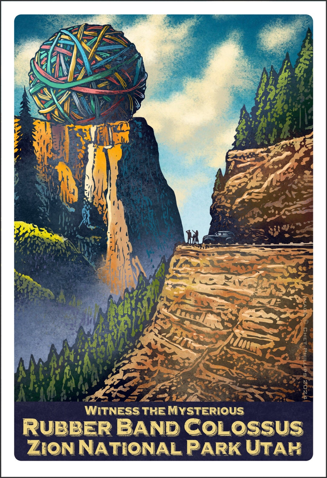 Rubber Band Colossus 13 X 19 Roadside Oddities Print - Etsy