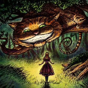 Alice- 11" X 14" Alice in Wonderland and Cheshire Cat Art Print - Etsy