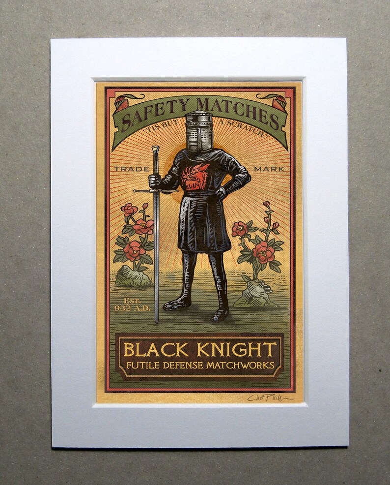 Black Knight Matchbox Art 5 X 7 Matted Signed | Etsy
