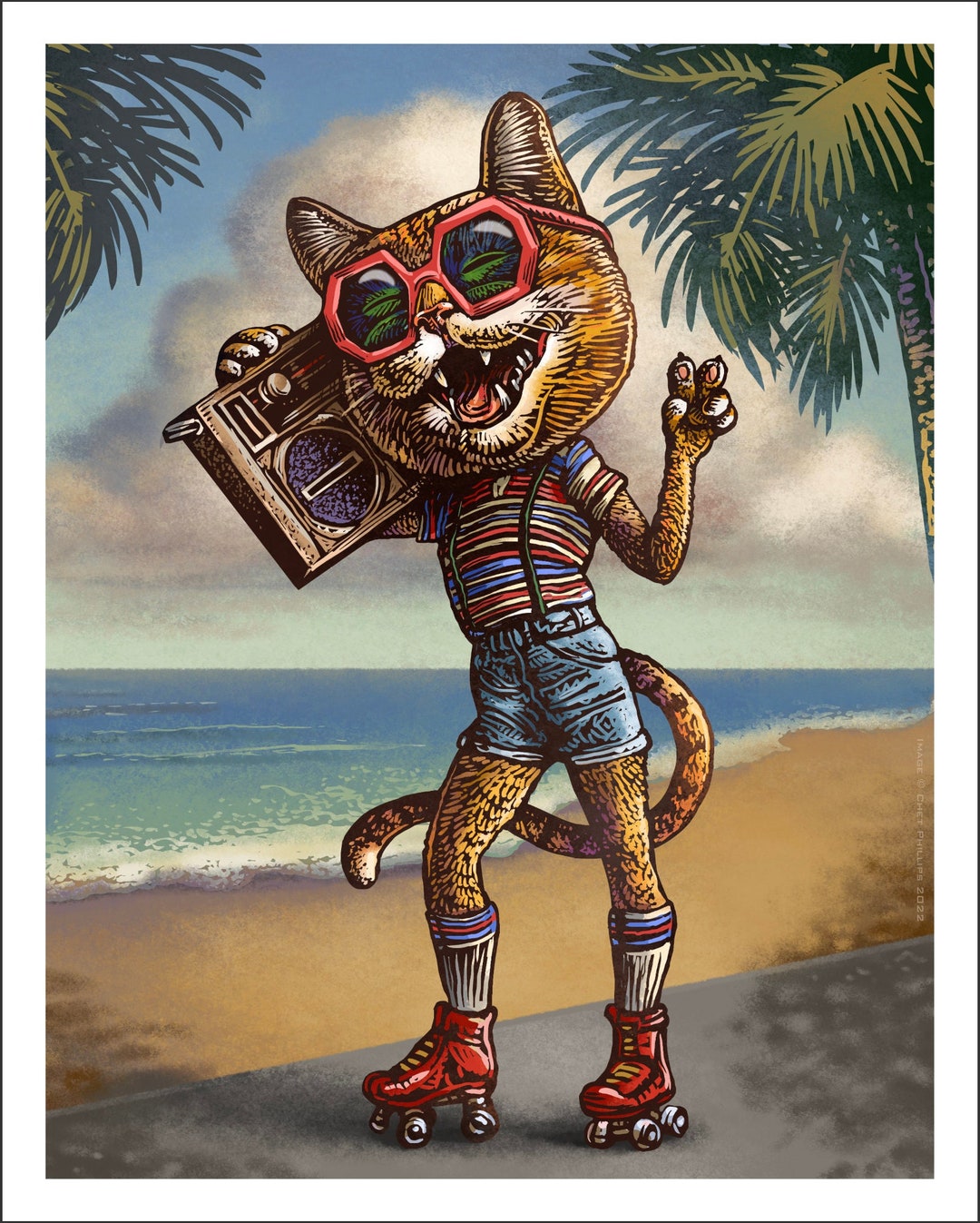 Roller Disco Kitty 8 X 10 Print - Etsy