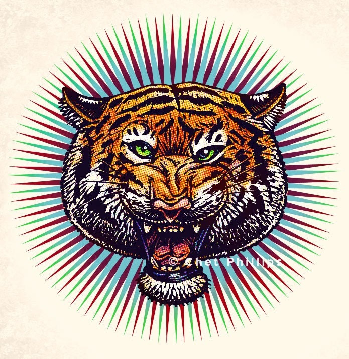 Tiger's Roar Graphic 8 X 10 Signed Print - Etsy