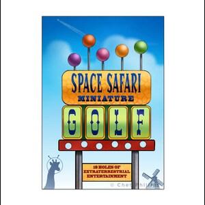 Space Safari Miniature Golf- Googie Sign Print - Etsy