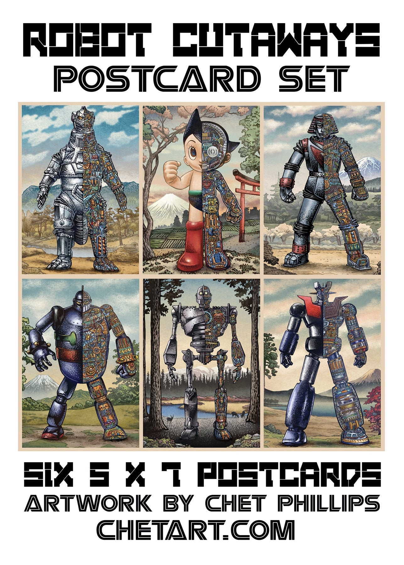 Robot Cutaways Postcard Set Six 5 X 7 Postcards - Etsy UK