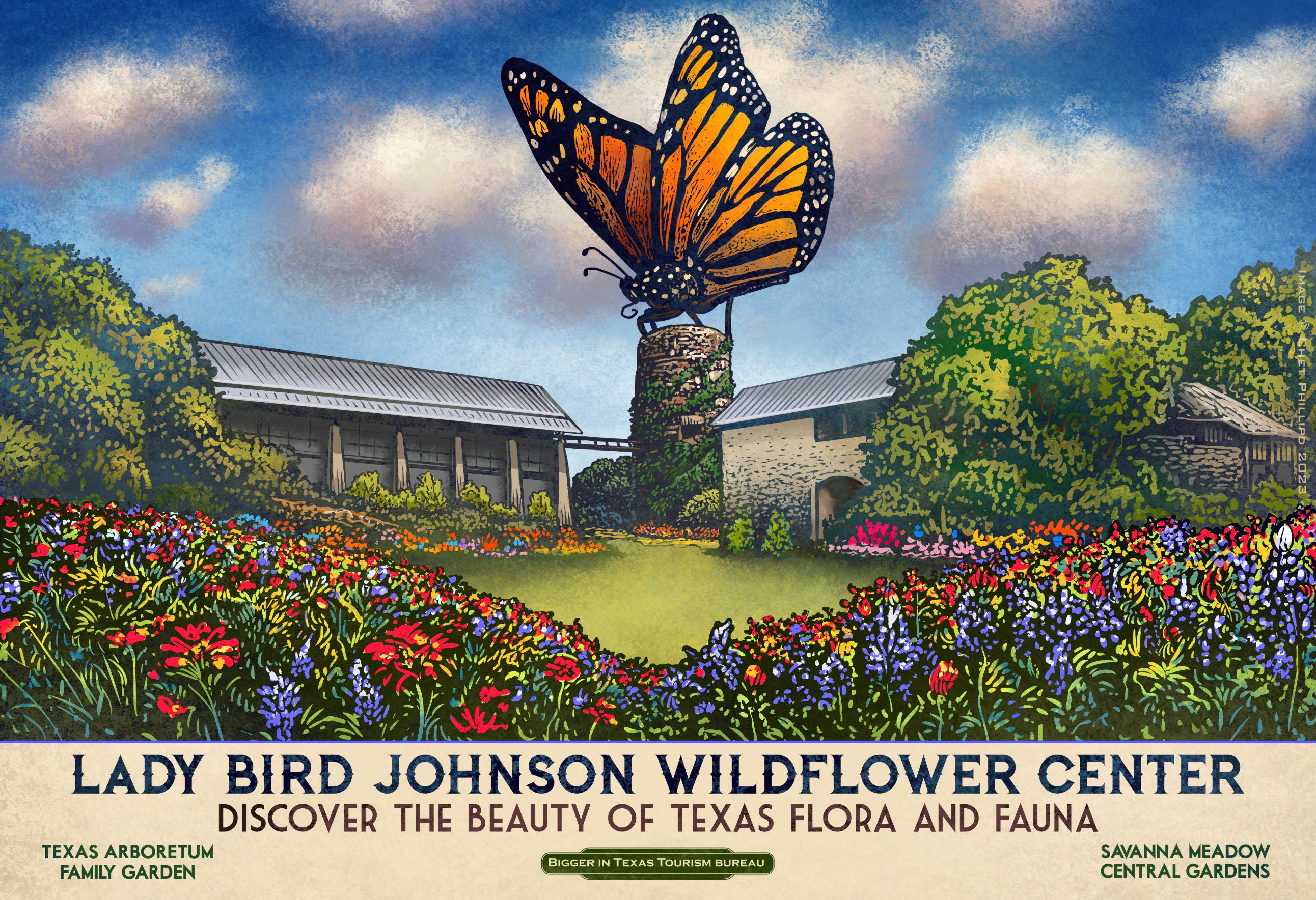 Lady Bird Johnson Wildflower Center Texas Fantasy Travel 13 X 19 Print ...