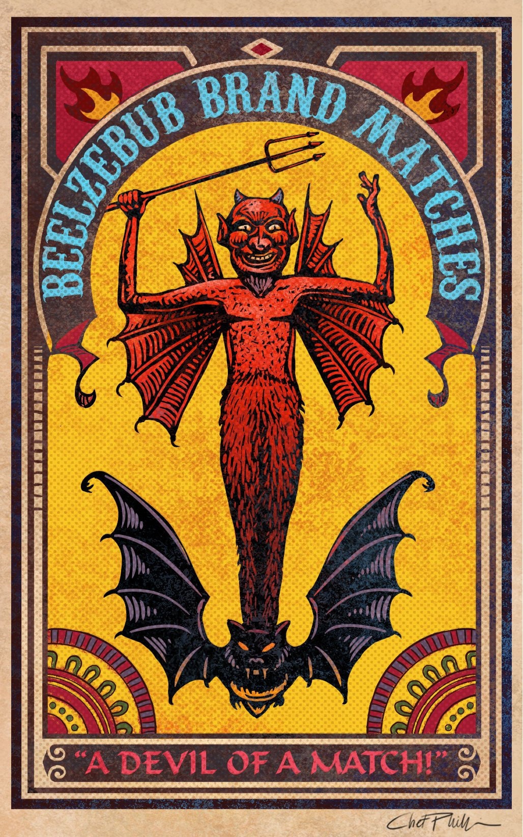 Devil Matchbox Art 5 X 7 Matted Signed Print - Etsy