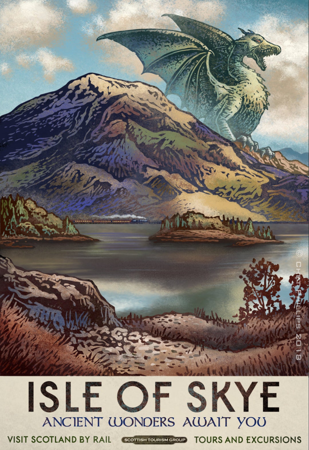 Isle of Skye Travel Poster- Fantasy British Travel Poster - Etsy