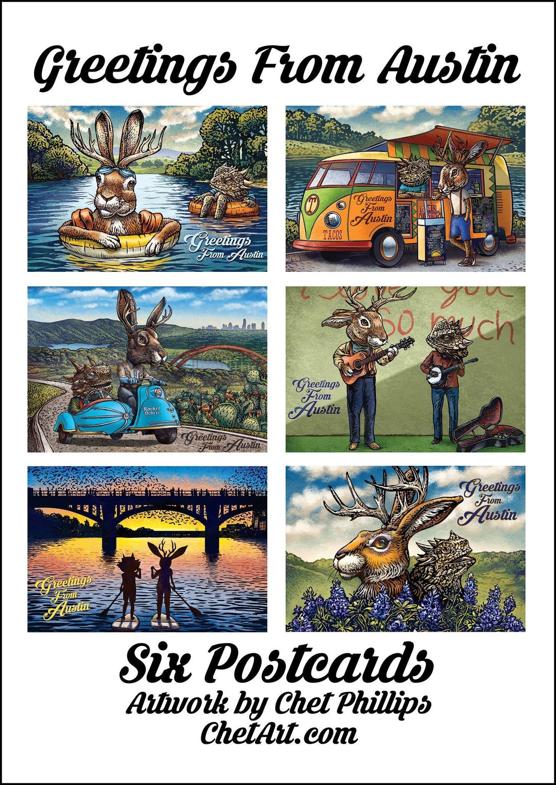 Greetings From Austin Postcard Set- Six 5 X 7 Postcards - Etsy