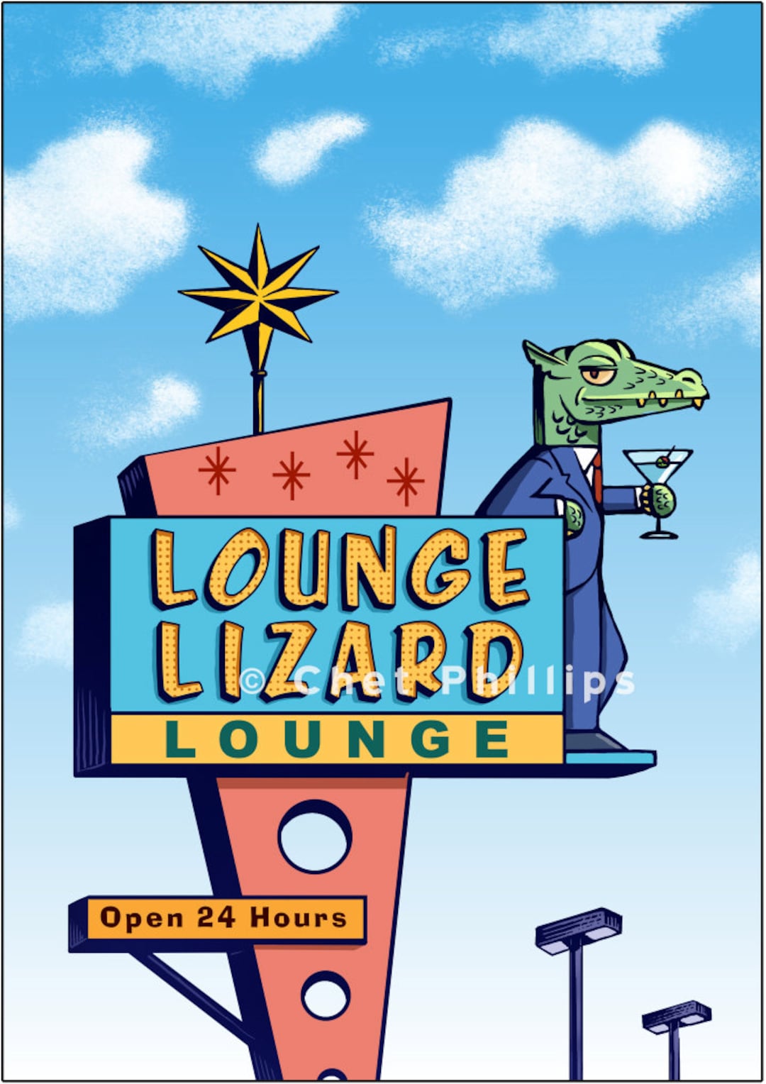 Lounge Lizard Googie Sign 8 X 10 Signed Print - Etsy