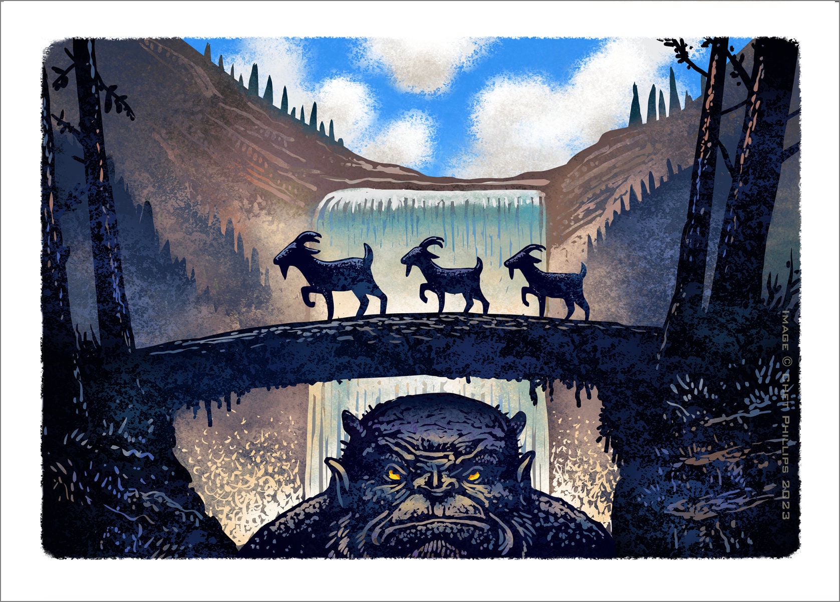 Three Billy Goats Gruff- 5 X 7 Signed Print - Etsy