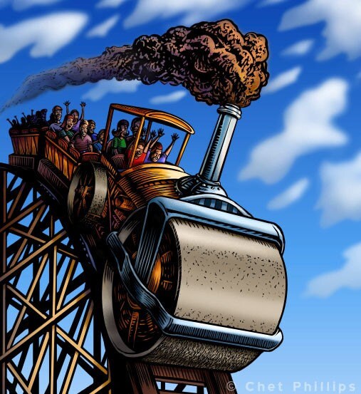 Steam Roller Coaster 8 X 10 Whimsical Roller | Etsy