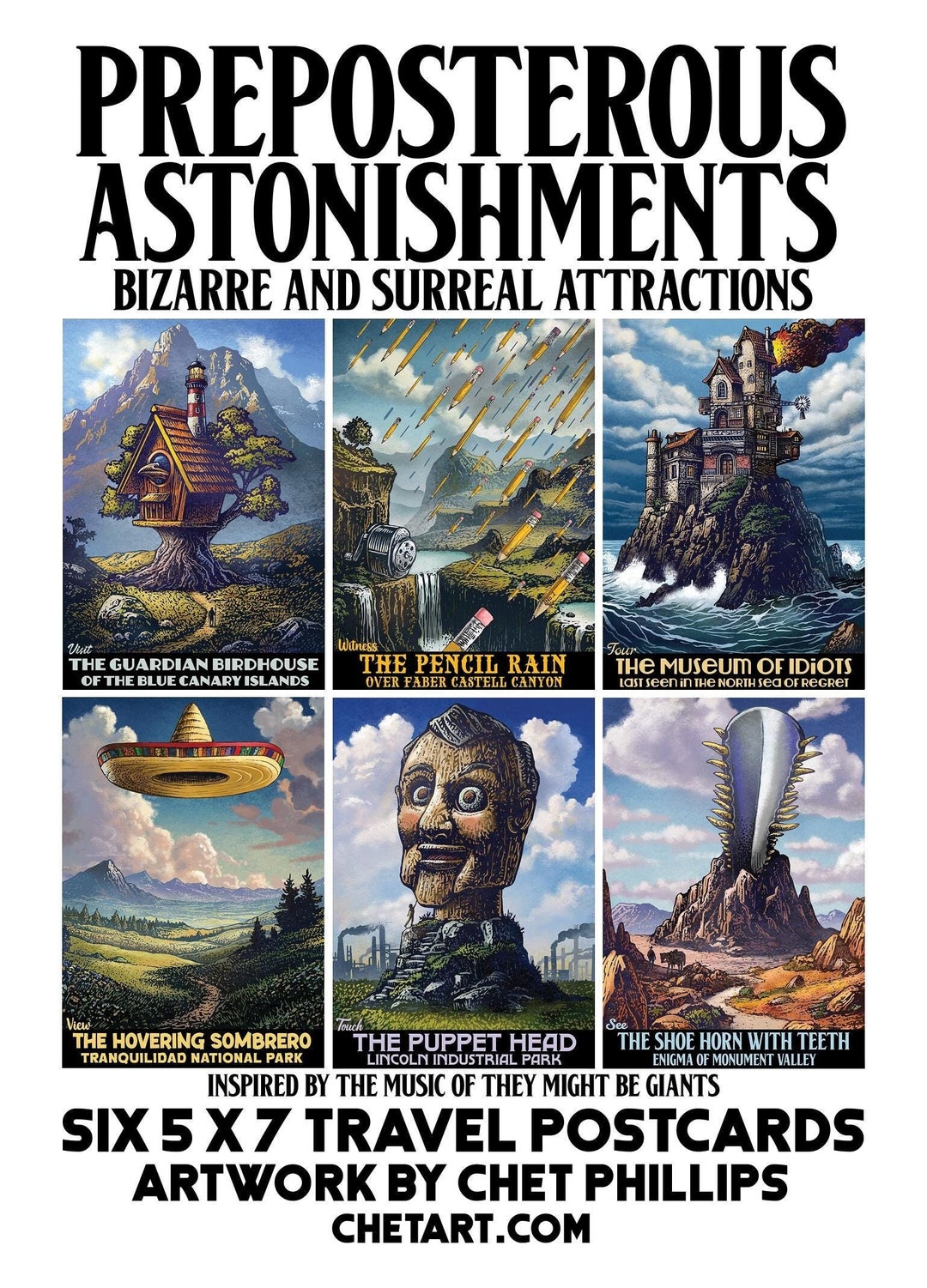 Preposterous Astonishments- Set of Six 5 X 7 Postcards - Etsy