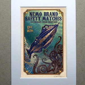 Nautilus Nemo Brand Matchbox Art- 5" X 7" Matted Signed Print - Etsy