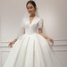 Silk Basque Waist Wedding Dress | Luxurious V-neck Ball Gown Puff ...
