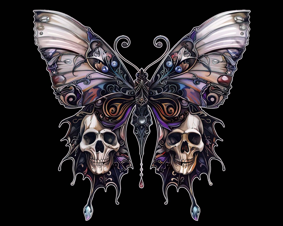 Gothic Butterfly PNG #4 | Monarch Butterfly Tattoo PNG | Skull Png ...