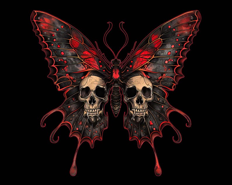 Gothic Butterfly PNG #5 | Monarch Butterfly Tattoo PNG | Skull Png ...