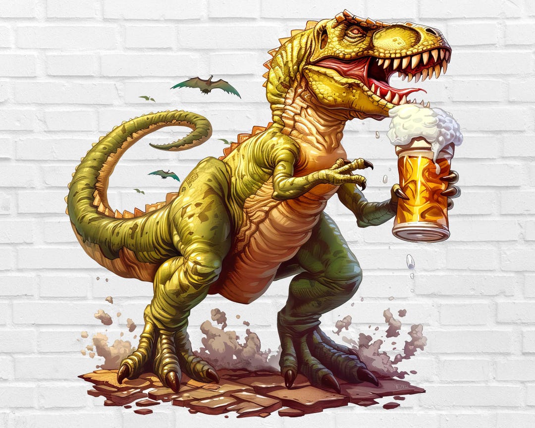 T-rex Drinking Beer PNG | Cheers PNG | Funny Beer PNG | Family Beer Png ...