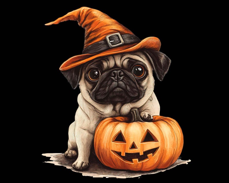 Funny Halloween Pug PNG for Shirt | Spooky Pug Halloween PNG | Funny ...