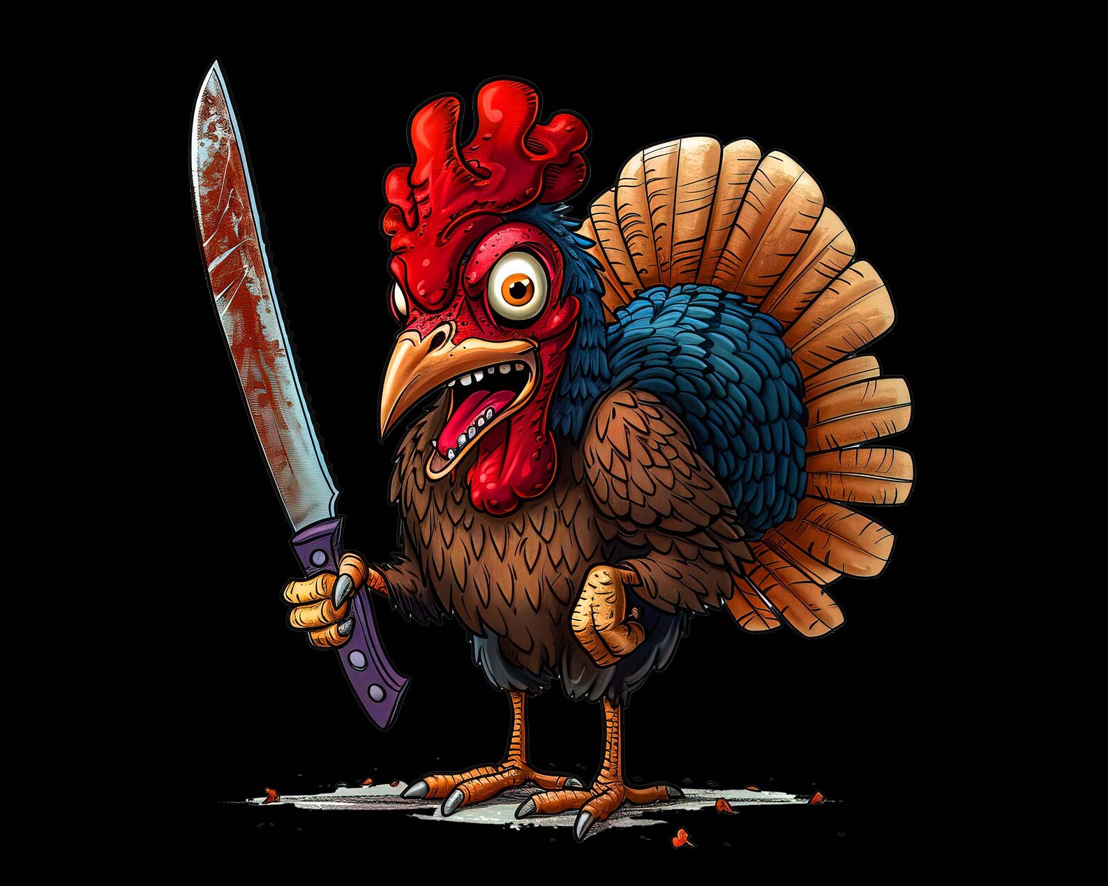 Funny Halloween PNG Spooky Turkey With a Knife PNG Horror Movie PNG ...
