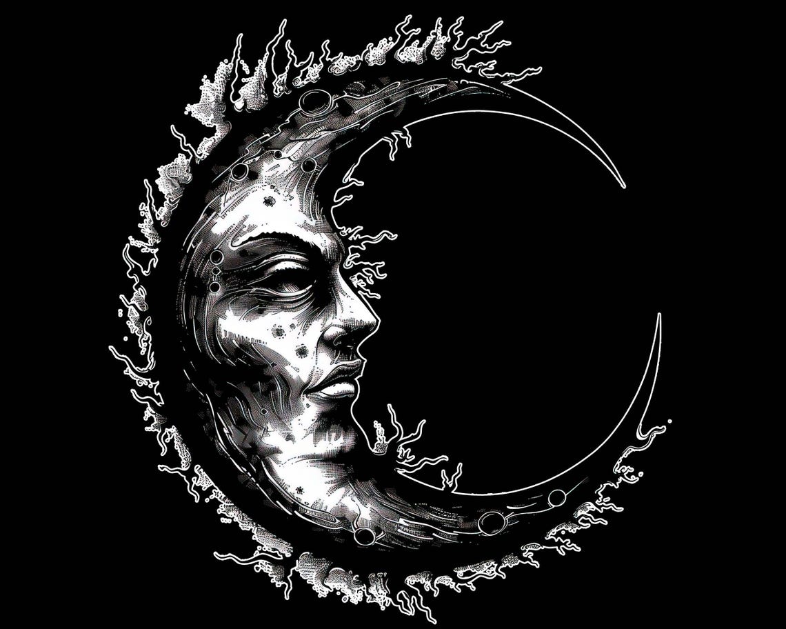 Gothic Moon PNG | Moon Tattoo PNG | Crescent Moon PNG | Moon Phases Png ...