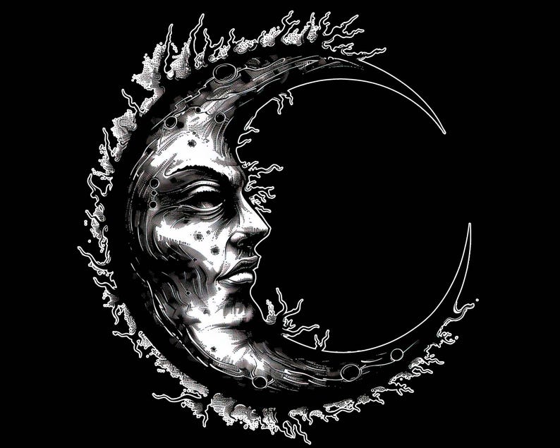 Gothic Moon PNG | Moon Tattoo PNG | Crescent Moon PNG | Moon Phases Png ...