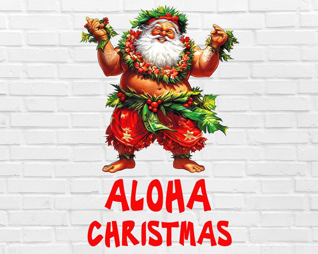 Hawaiian Christmas PNG | Hawaiian Santa PNG | Hawaii Christmas PNG ...