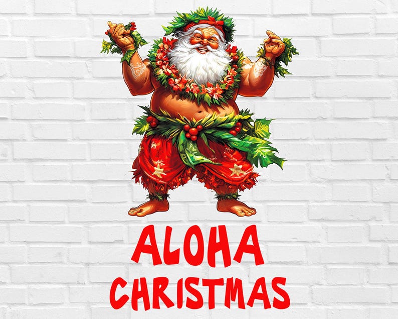 Hawaiian Christmas PNG | Hawaiian Santa PNG | Hawaii Christmas PNG ...