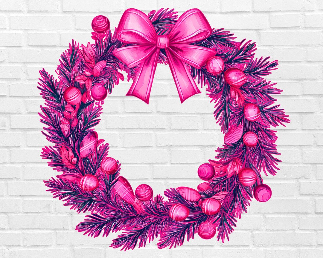 Pink Christmas Wreath PNG | Pink Christmas PNG | Pink Winter Wreath PNG ...