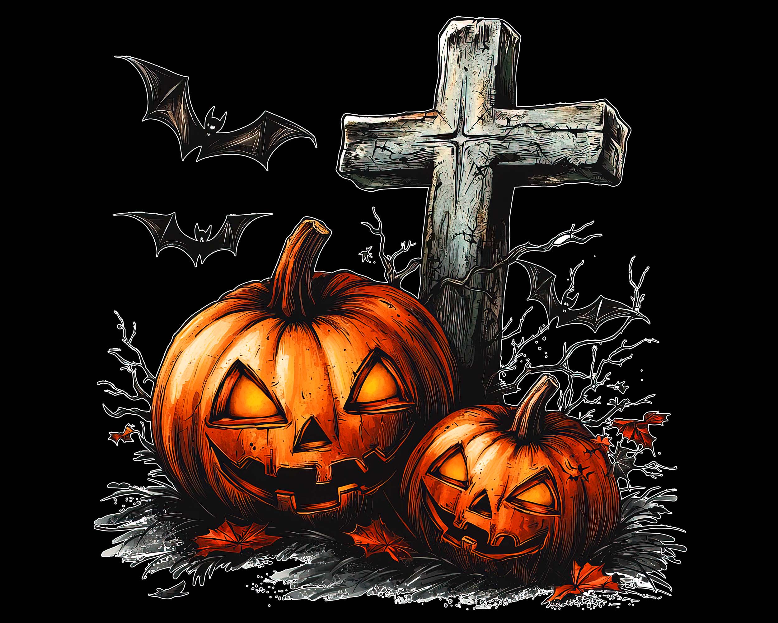 Halloween Pumpkins and Cross PNG | Spooky Pumpkin PNG | Are You Fall O ...
