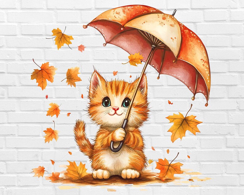 Fall Cat PNG | Cute Cat Fall PNG | Autumn Leaves PNG | Fall Leaves Png ...