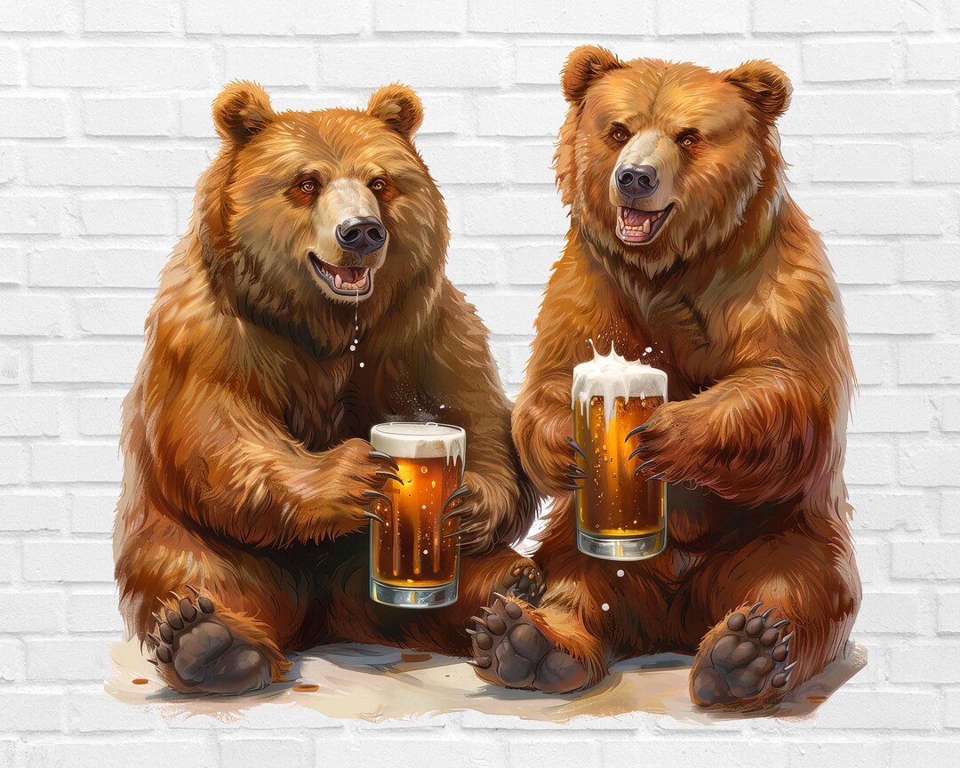 Bears Drinking Beer PNG Cheers PNG Funny Beer PNG Family Beer Png Beer ...