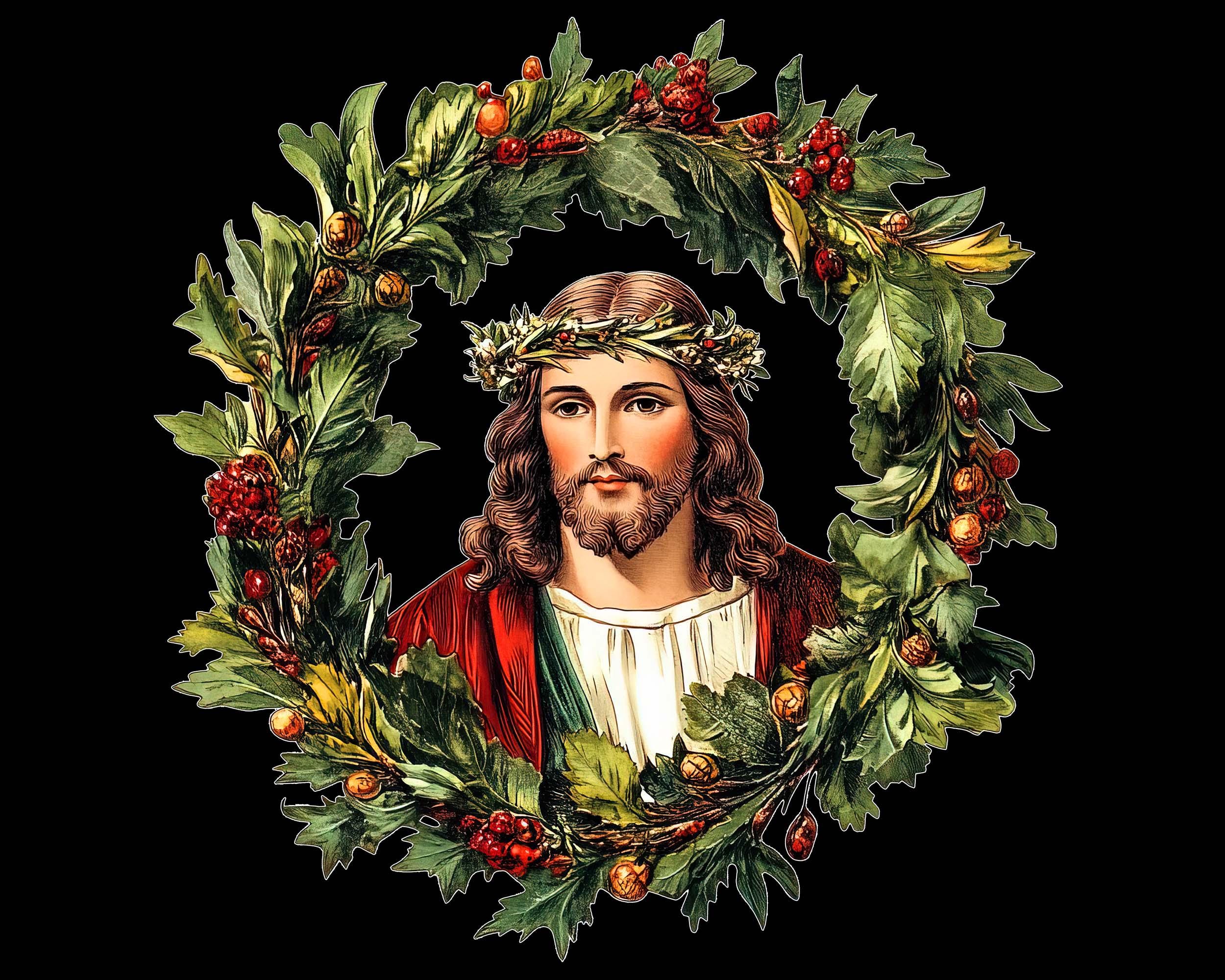 Jesus Wreath PNG | Christian Christmas PNG | Christian Christmas Wreath ...
