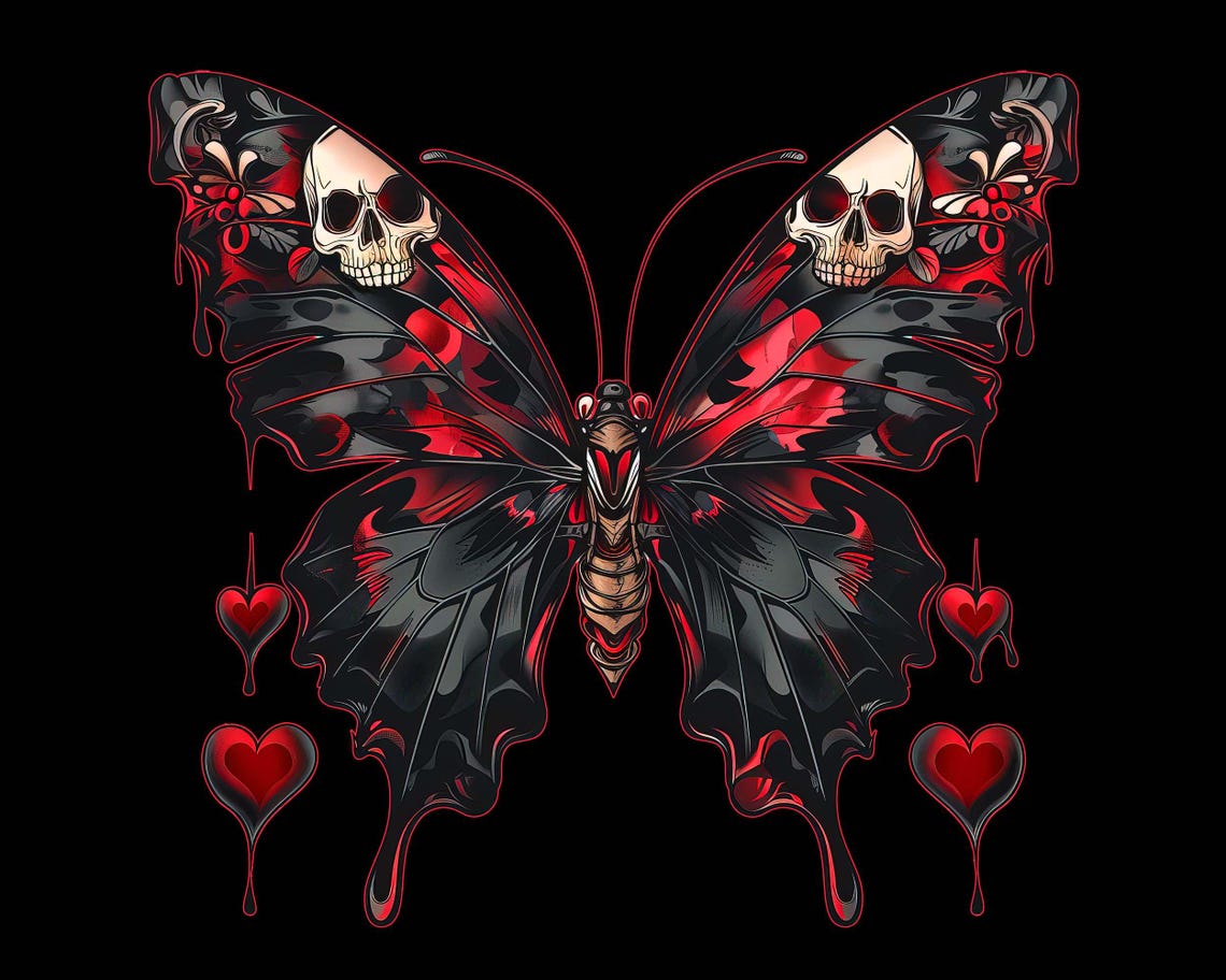 Gothic Butterfly PNG #6 | Monarch Butterfly Tattoo PNG | Skull Png ...