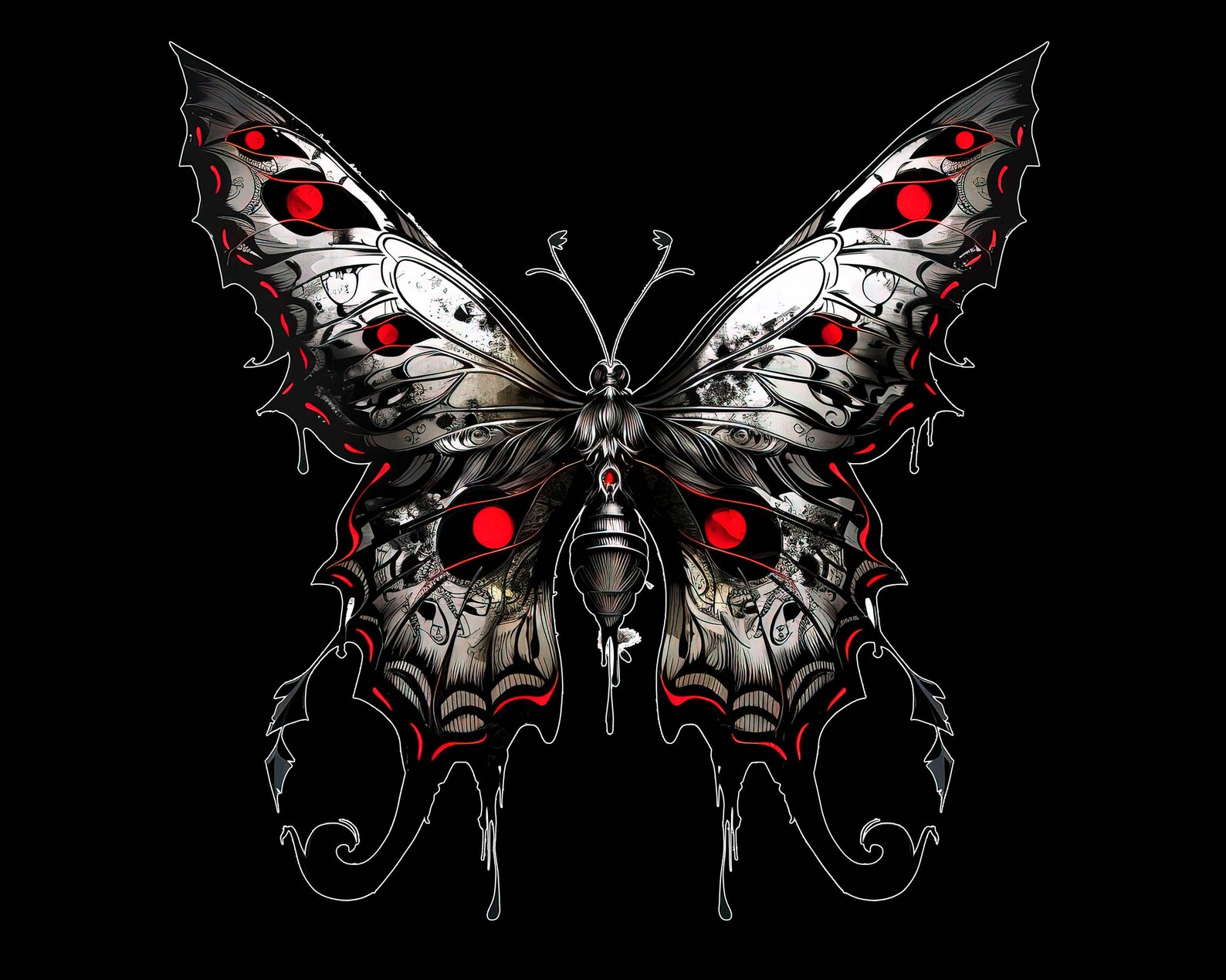 Gothic Butterfly PNG #12 | Monarch Butterfly Tattoo PNG | Skull Png ...
