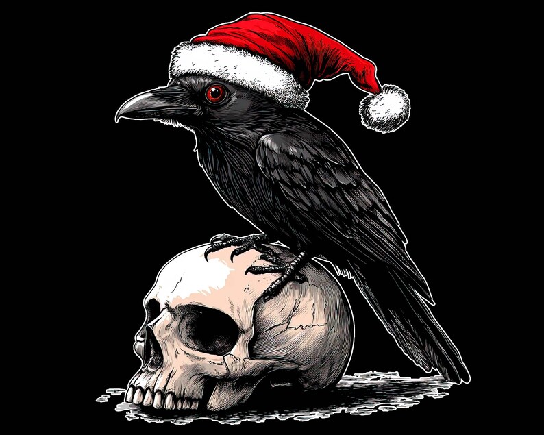 Christmas Crow PNG | Raven PNG | Gothic Christmas PNG | Raven With ...